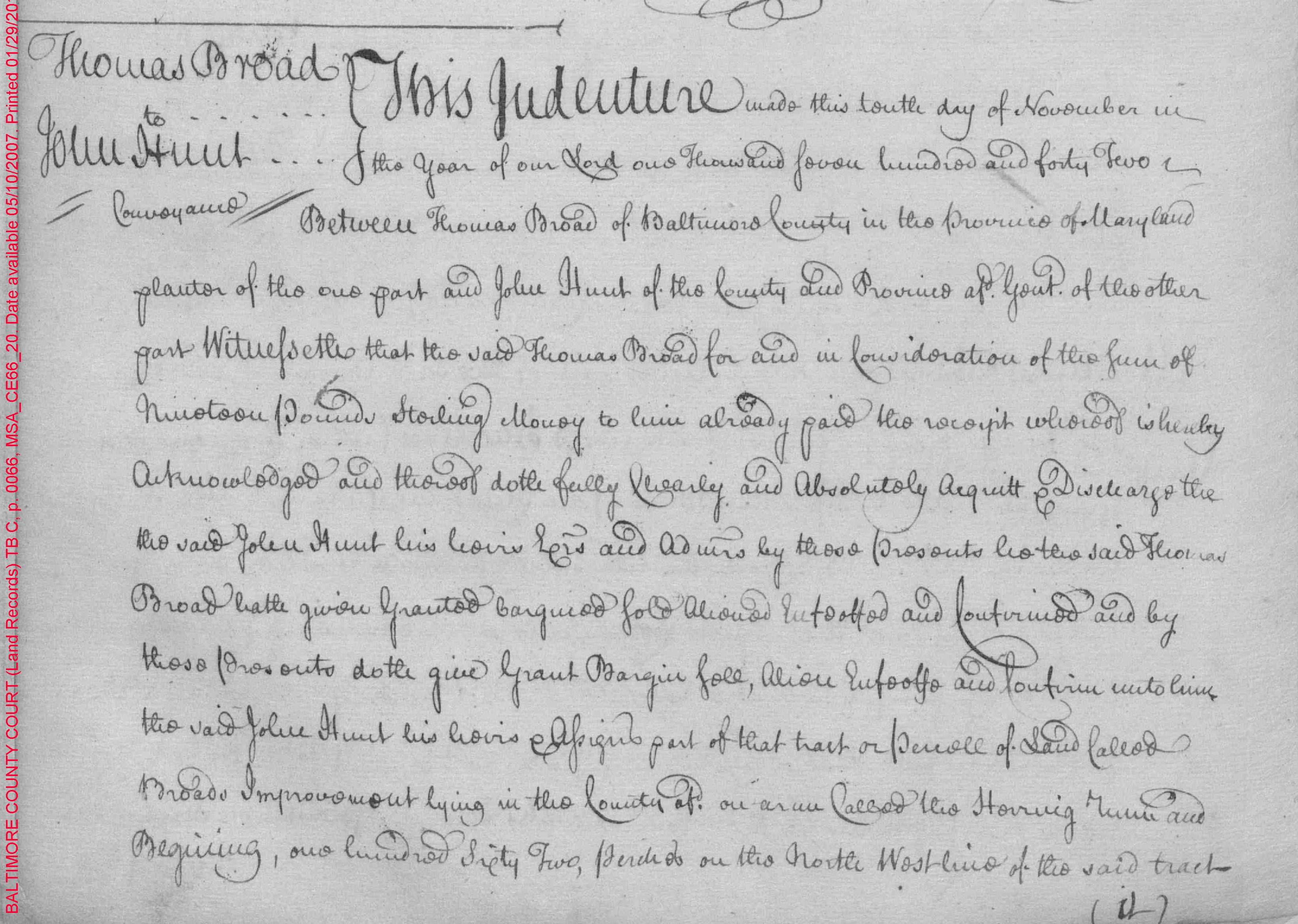 John Hunt, 1742 – 1749 – The Herring Run Archaeology Project